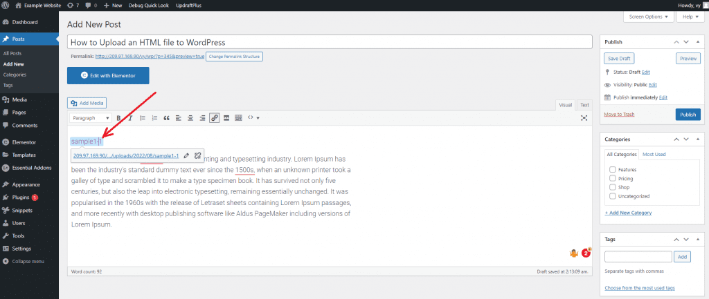 How to properly Upload an HTML File to WordPress - JustFreeWPThemes