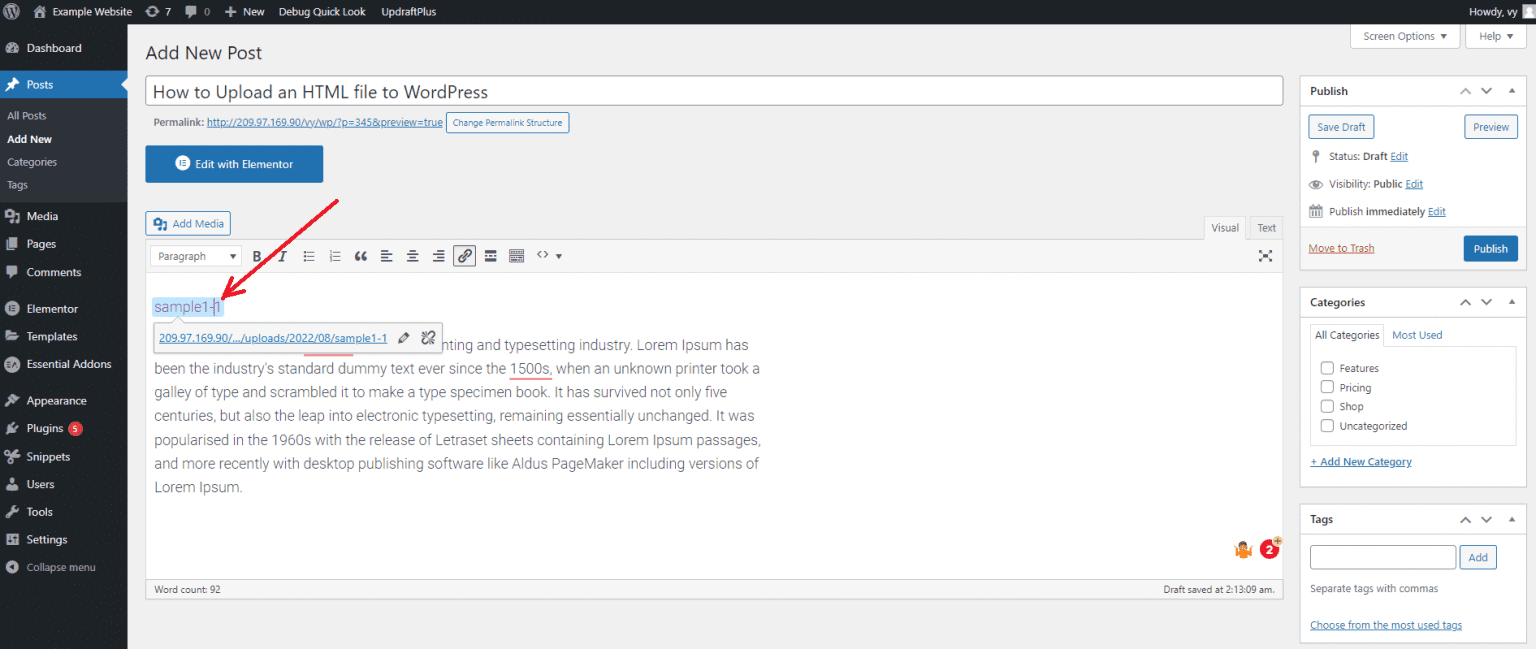 How to properly Upload an HTML File to WordPress - JustFreeWPThemes