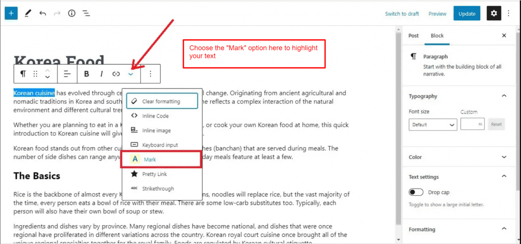 Simple Guide of How to Highlight Text in WordPress - JustFreeWPThemes