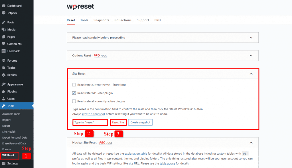 How to reset a WordPress site in a sipmle way? - JustFreeWPThemes