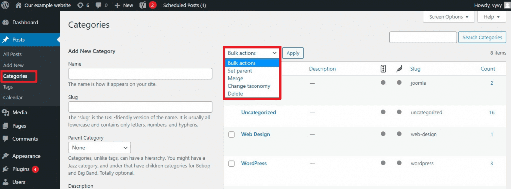 How to merge and bulk edit WordPress categories and tags usefully - JustFreeWPThemes
