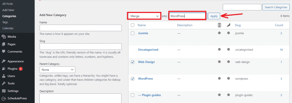 How to merge and bulk edit WordPress categories and tags usefully - JustFreeWPThemes