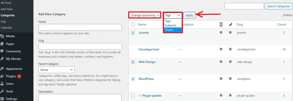 How to merge and bulk edit WordPress categories and tags usefully - JustFreeWPThemes